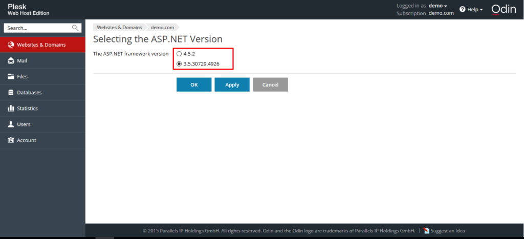Hướng dẫn thay đổi version asp.net trên Plesk – Wiki BizMaC Hướng dẫn thay đổi version asp.net trên Plesk – Wiki BizMaC